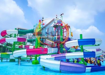 China Commercial Water Playground 24x23m Customizable FRP Slide Hot Dipped Galvanized Steel for sale
