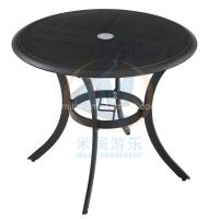 China 80x74cm Outdoor Plywood Round Table with Hole Aluminum Frame Waterproof for sale