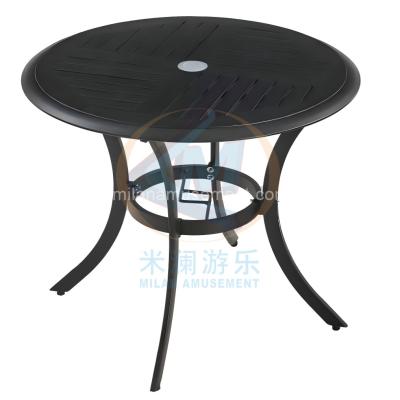 China Waterproof Plywood Round Table D80xH74cm Outdoor Aluminum Frame Black for sale