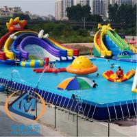 China Custom Inflatable Water Park 28x19m PVC Children Water Slide Pool Park for sale