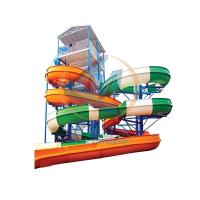 China FRP Curved Water Slide 10m Platform Height 0.9m Pool Depth Commercial Amusement Park Slide for sale