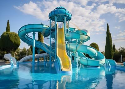 China Spiral FRP Swimming Pool Slide 7m Platform Height Outdoor Water Slide for Adults for sale