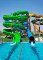 China FRP Curved Water Slide 10m Platform Height 0.9m Pool Depth Commercial Amusement Park Slide for sale