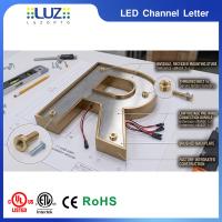 China Titanium Gold Finish Plating Slim Casing Front Lit Covered Sheet LED Signage For Luxury Restaurant for sale