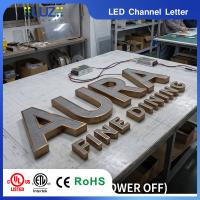 China Titanium Gold Finish Plating Slim Casing Front Lit Covered Sheet LED Signage For Luxury Restaurant for sale