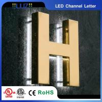 China Custom Mirror Golden Stainless Steel Cold White Halo-Lit LED Letter Signage for sale