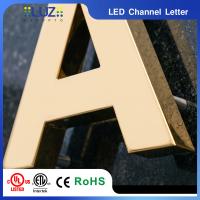 China Custom Mirror Golden Stainless Steel Cold White Halo-Lit LED Letter Signage for sale