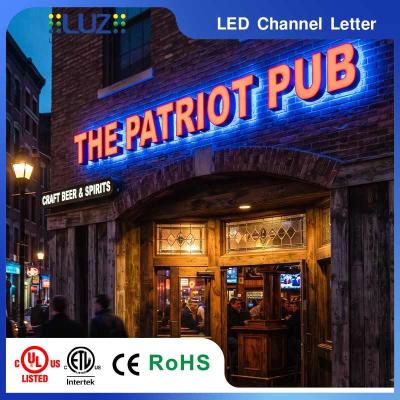 China Dual Color Front Red And Rear Blue High Contrast Double Lit LED Letter For American Bar for sale