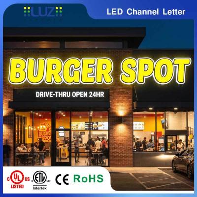 China Dynamic Yellow Face And White Halo Background High Visibility Channel Letter For Fast Food Restaurant for sale