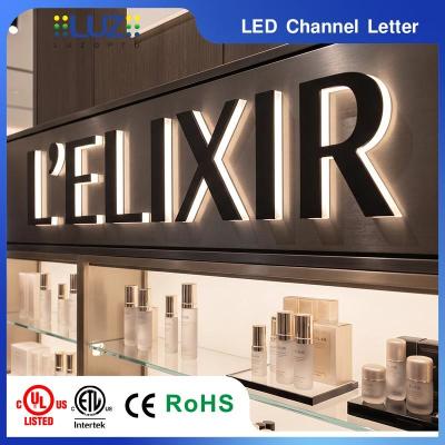 China Opaque Blockout Face Beveled Side Edge Lit Solid Acrylic Mini LED Letter For Cosmetics Counter for sale