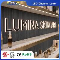 China Opaque Blockout Face Beveled Side Edge Lit Solid Acrylic Mini LED Letter For Cosmetics Counter for sale