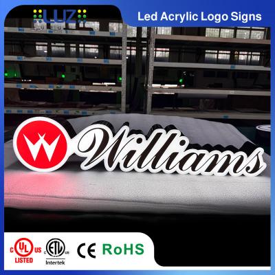 China Custom 3D Script Letter Acrylic LED Sign Front-Lit Connected Channel Logo for sale
