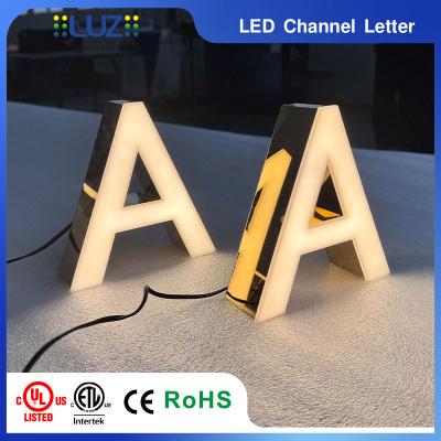 China Custom Mirror Gold 3D LED Channel Letters Side Lit Acrylic Signage for sale