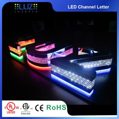 China Sparkle Edge LED Channel Letter Signs, Perforated Return Face-Lit 3D Metal Signage for sale