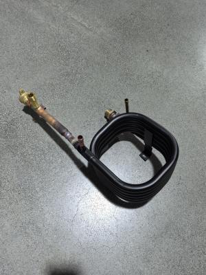 China 140mm Width Coaxial Heat Exchanger with 38mm and 63mm Pipe Diameter and Durable Spray Black Antirust Paint Protection for sale