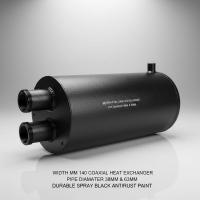 China 140mm Width Coaxial Heat Exchanger with 38mm and 63mm Pipe Diameter and Durable Spray Black Antirust Paint Protection for sale