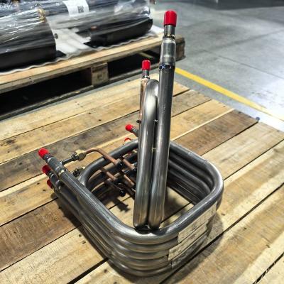 China Tube In Tube Coaxial Heat Exchanger with 0.6mm Inner Tube Thickness Titanium TA1 Material and 4.2MPA Refrigerant Side Max Pressure for sale