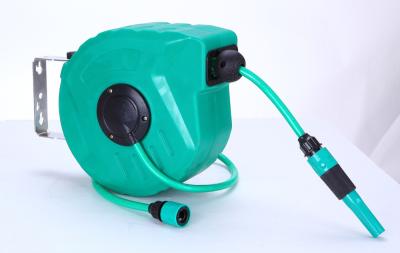 China Auto rewind 15M Plastic Retractable Water Hose Reel for house hold for sale