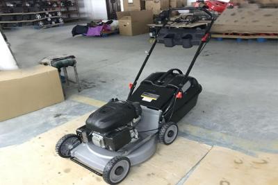 China Gasoline Engine Portable Garden Lawn Mower 19 Inch With Aluminum Deck Plastic Grass Box for sale