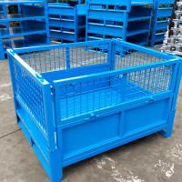 China Robust Construction Grid Material Metal Pallet Crate Folding Mesh Container 2000kg for sale