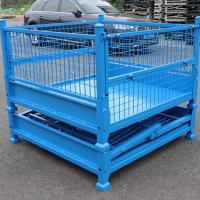 China Robust Construction Grid Material Metal Pallet Crate Folding Mesh Container 2000kg for sale