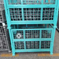 China Robust Construction Grid Material Metal Pallet Crate Folding Mesh Container 2000kg for sale