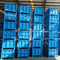 China Robust Construction Grid Material Metal Pallet Crate Folding Mesh Container 2000kg for sale