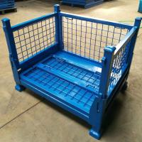 China Collapsible Folding Stackable Metal Pallet Box Q235 Steel Warehouse Storage Cage for sale
