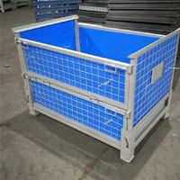 China Customized Stackable Pallet Cage Powder Coating Steel Bulk Bins 1000kg Load Capacity for sale