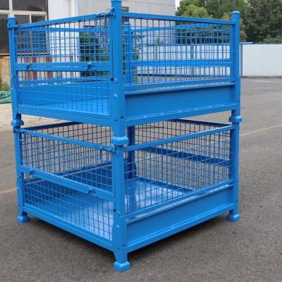 China Industrial Warehouse Grid Storage Metal Pallet Box Space Saving Design Multiple Colors for sale