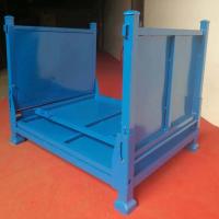 China Multiple Colors Stackable Metal Pallet Box Galvanized Steel Wire Mesh Container for sale