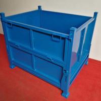 China Multiple Colors Stackable Metal Pallet Box Galvanized Steel Wire Mesh Container for sale