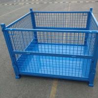 China Multiple Colors Stackable Metal Pallet Box Galvanized Steel Wire Mesh Container for sale