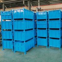 China Industrial Warehouse Grid Metal Pallet Box With Foldable And Multiple Colors for sale