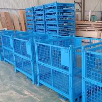 China Custom Weight Warehouse Material Metal Pallet Box Space Saving Folding Stackable for sale