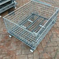 China 1000x800x840mm Foldable Wire Mesh Cage 800kg-1500kg Steel Wire Container for sale
