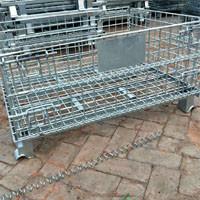 China Customized Industrial Wire Mesh Containers Stackable Galvanized Steel Foldable Wire Mesh Pallet Cage for sale