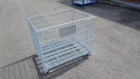 China Semi Open Door Design Warehouse Wire Mesh Cages 800x500x500mm Steel Wire Container for sale
