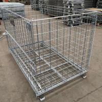 China Stackable 4 Wire Mesh Cages High Storage Galvanized Construction Metal Pallet Cage for sale