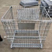 China Galvanized Surface Wire Mesh Storage Cages Wire Container 4 High Stacking Height for sale
