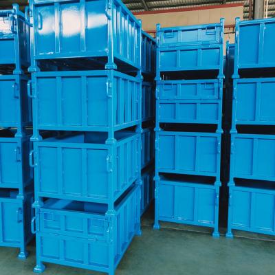 China Foldable Steel Pallet Box with High Load Capacity and Stackable Design for Industrial Storage for sale