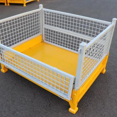 China Customized Folding  Metal Pallet Box Grid Material Box For Warehouse Storage for sale