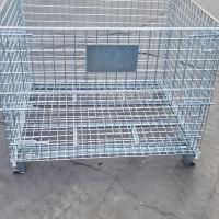 China Customized Collapsible Foldable Stackable Wire Mesh Container Warehouse Storage Cage Sale For for sale