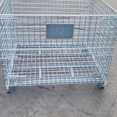 China Customized Collapsible Foldable Stackable Wire Mesh Container Warehouse Storage Cage Sale For for sale