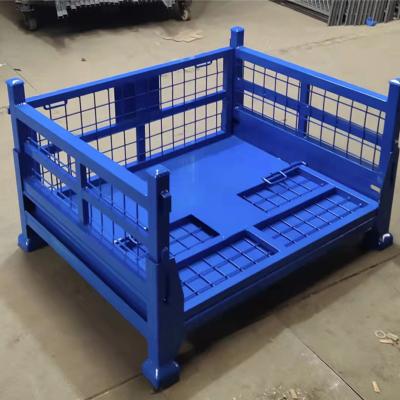 China Grid Material Box Metal Turnover Box For Warehouse Storage Metal Mesh Container for sale