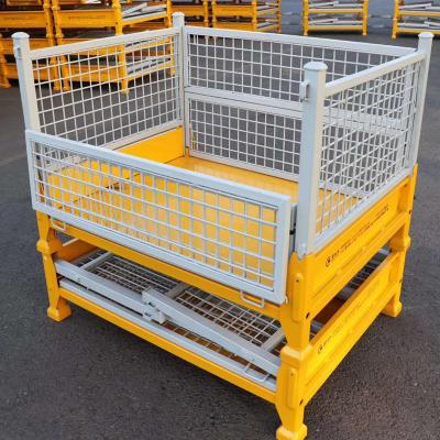 China CHINA Foldable Design Metal Pallet Box  Stackable Steel Storage Cage  Storage Mesh Bins for sale