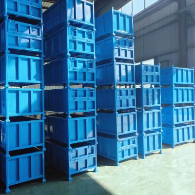 China Foldable Design High Load Capacity Stackable Metal Pallet Box for Warehouse Storage for sale