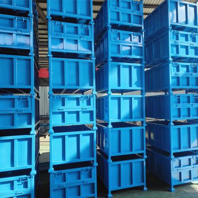 China Industrial Storage Box Stackable Foldable Metal Pallet Box With Customizable Size For Warehouse Storage for sale