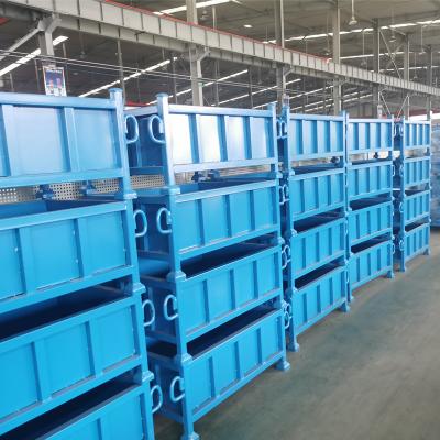 China Container Foldable Steel Pallet Box For Industry Parts Metal Stack Collapsible Storage Cage for sale