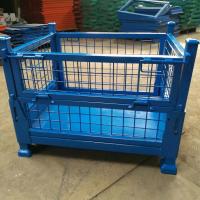 China Stackable Steel Storage Mesh Bin Warehouse Storage Cage  Industry Parts Box for sale